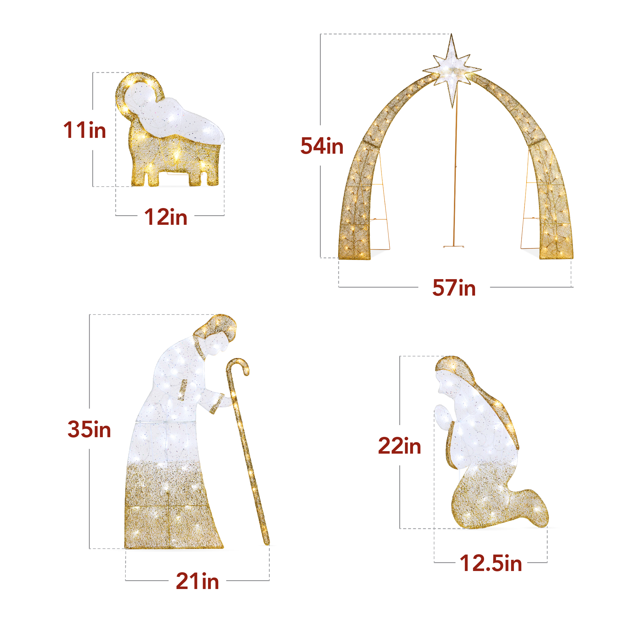 Lighted 2D Christmas Nativity Scene Outdoor Decor w/ Twinkling LED ...