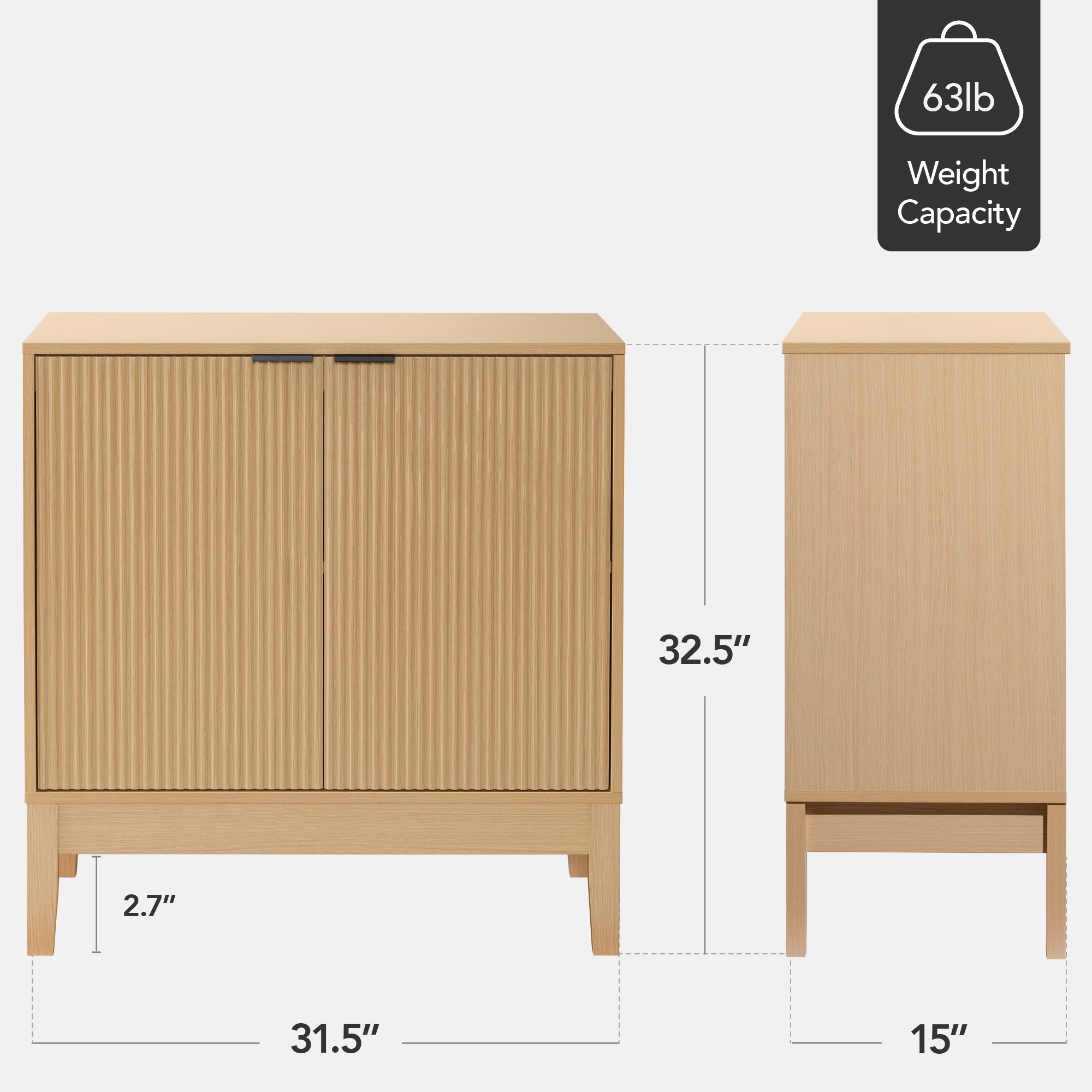 Best Choice Products 2-Door Reeded Storage Cabinet Accent Furniture ...