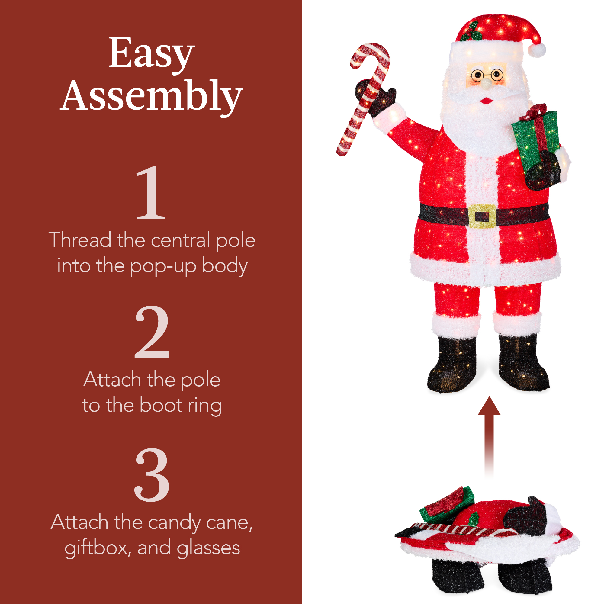 Lighted Pop-Up Santa Claus Outdoor Christmas Decoration w/ LED Lights ...