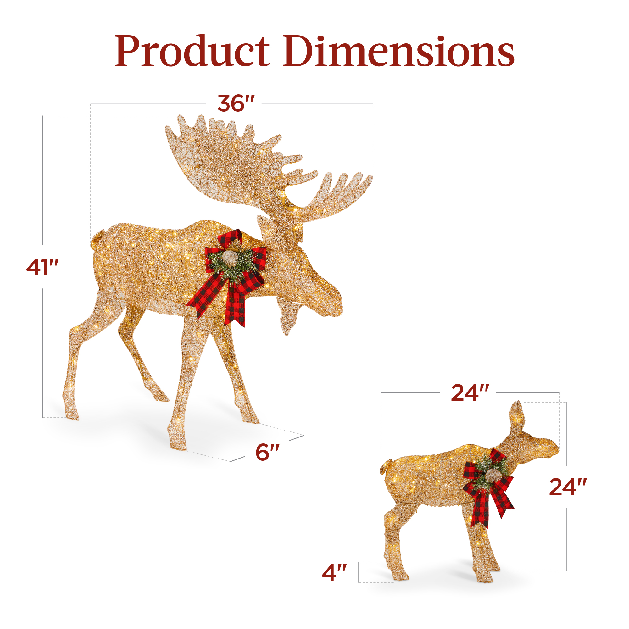 2-Piece Moose Family Lighted Outdoor Christmas Decoration Set w/ LED ...