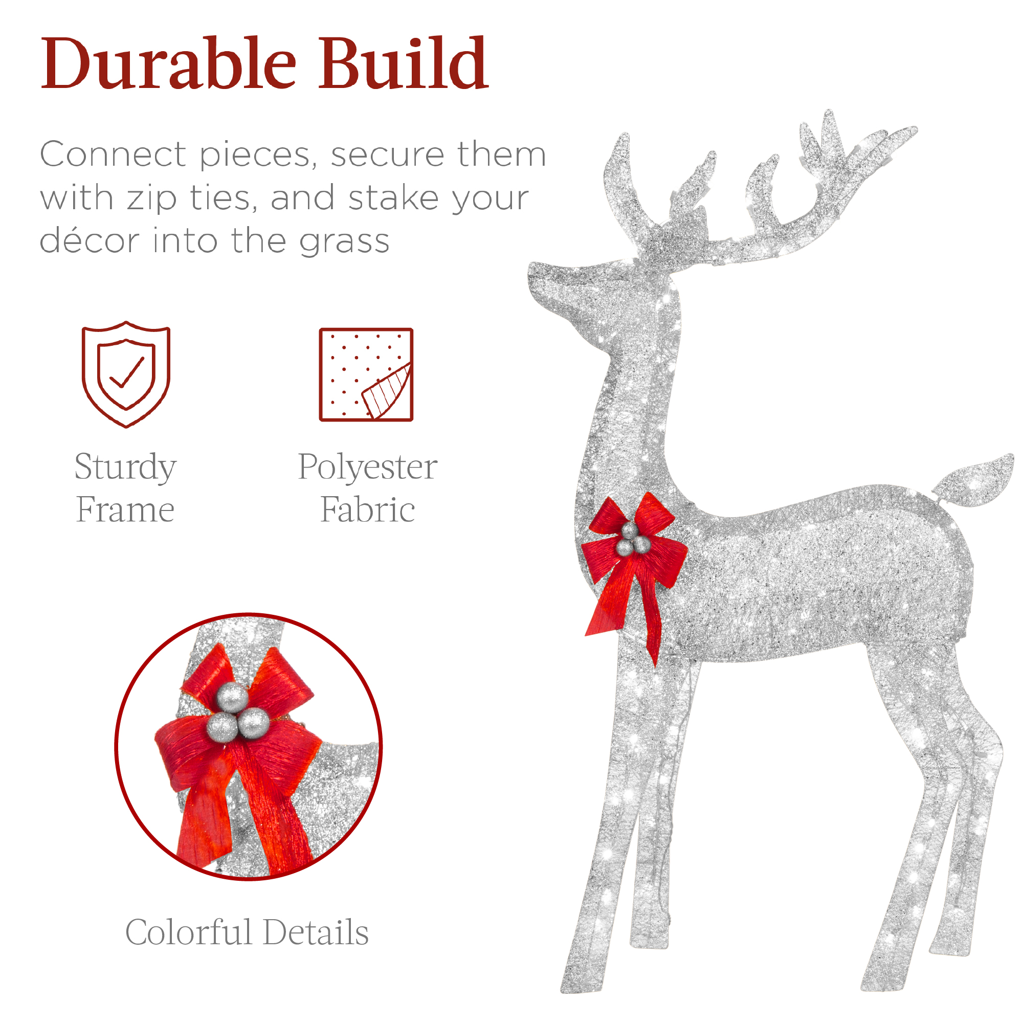 Best Choice Products 3-Piece Lighted Christmas Deer Set Outdoor Decor ...
