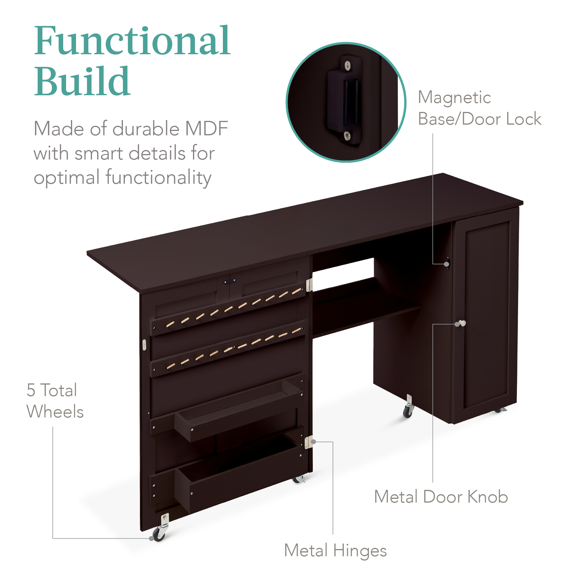 Best Choice Products Large Portable Folding Sewing Table Multipurpose ...