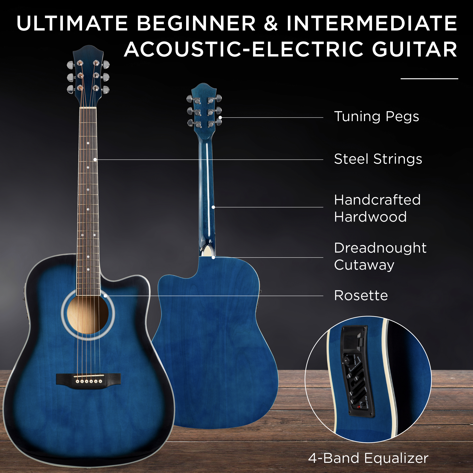 41in Beginner Acoustic Electric Cutaway Guitar Set w/ Case, Strap | eBay