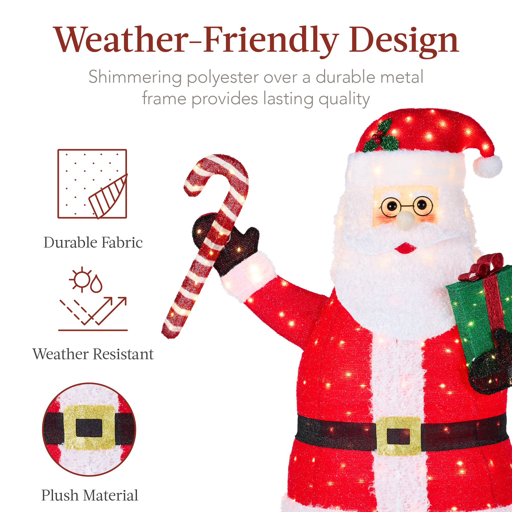 Lighted Pop-Up Santa Claus Outdoor Christmas Decoration w/ LED Lights ...