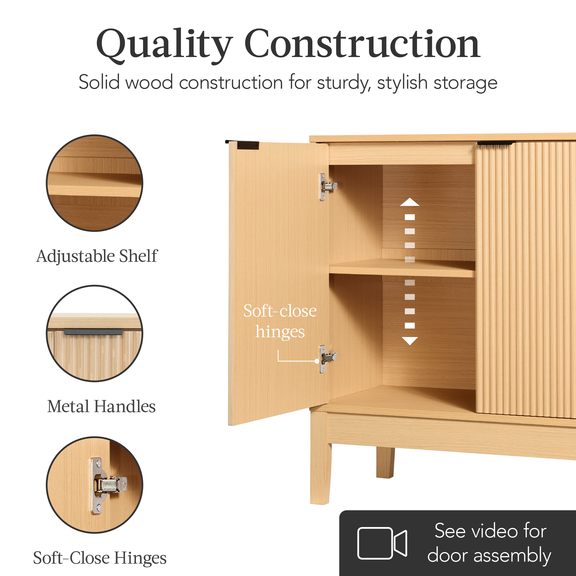 Best Choice Products 2-Door Reeded Storage Cabinet Accent Furniture ...