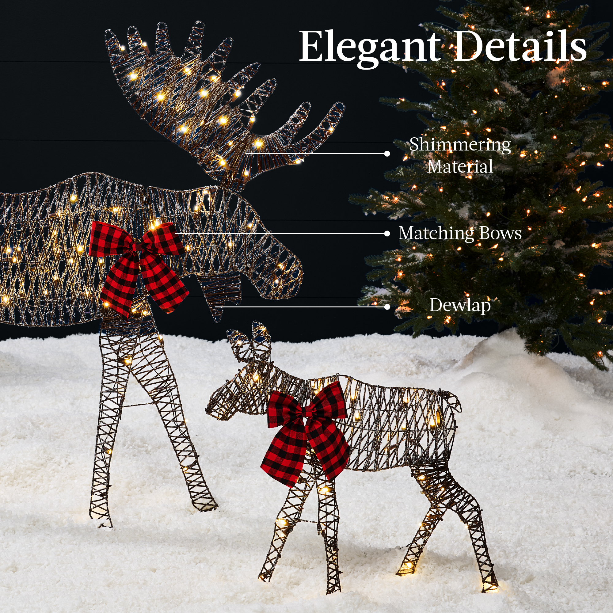 Best Choice Products 2-Piece Lighted 2D Moose Set Decor 125 LED Lights ...