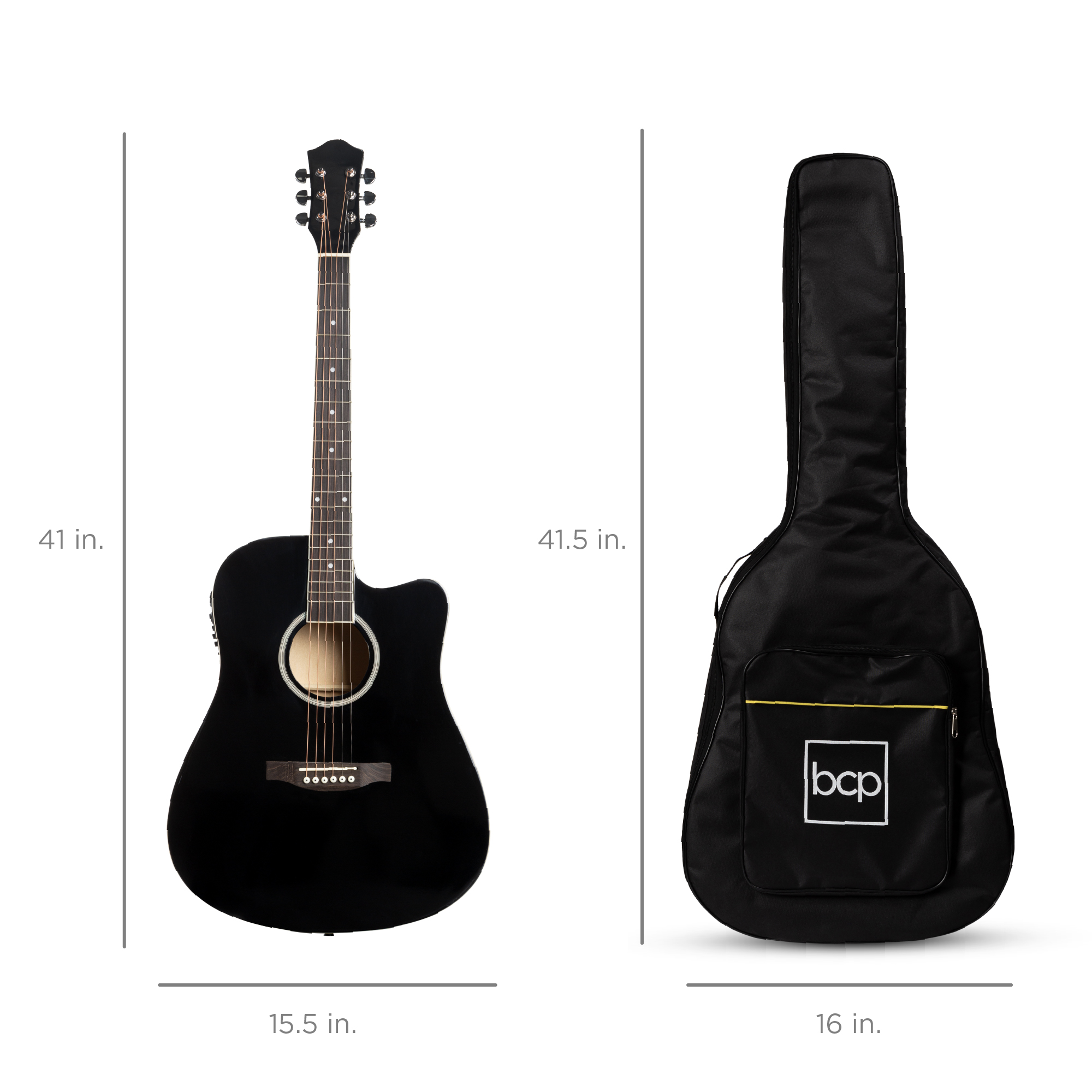 41in Beginner Acoustic Electric Cutaway Guitar Set w/ Case, Strap | eBay