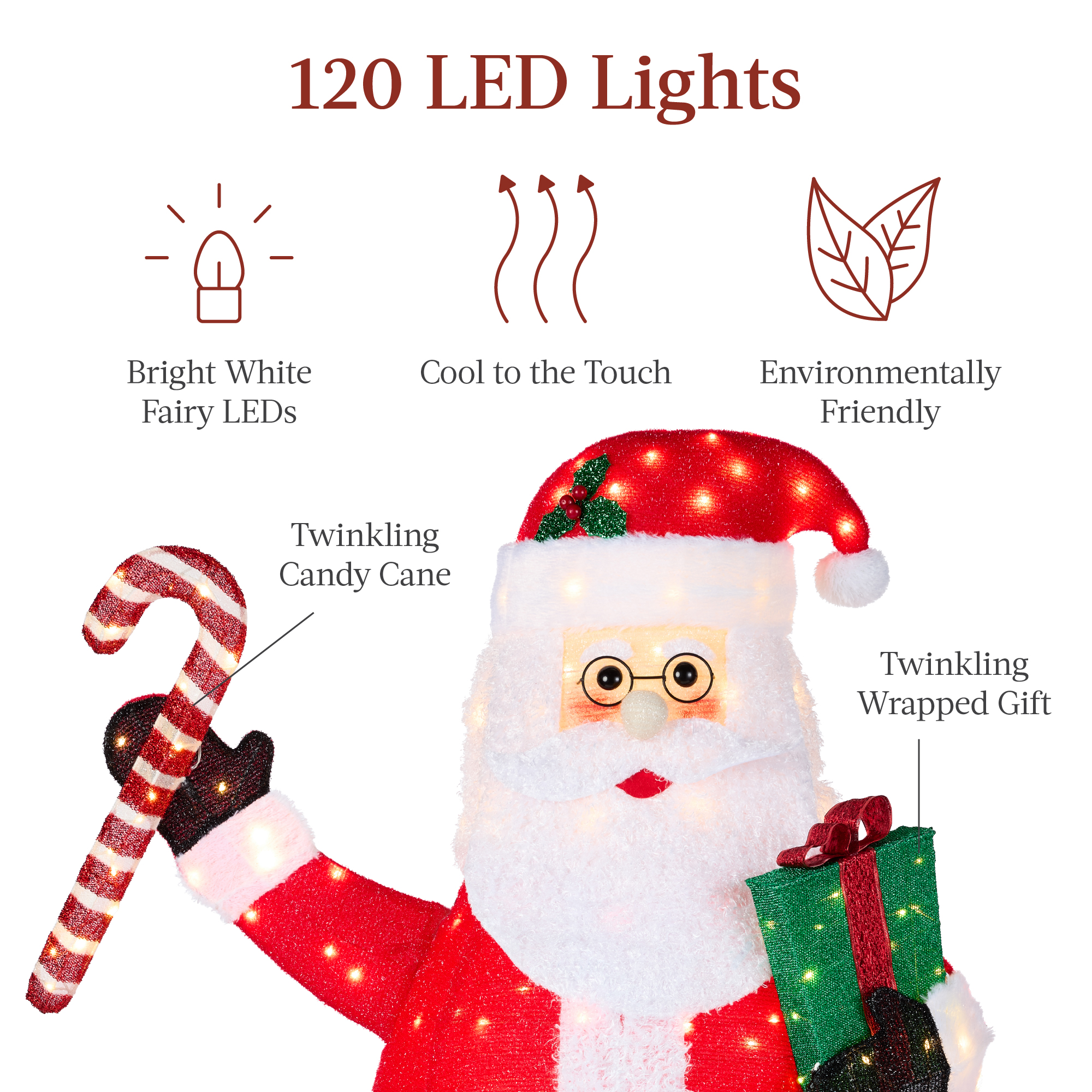 Lighted Pop-Up Santa Claus Outdoor Christmas Decoration w/ LED Lights ...