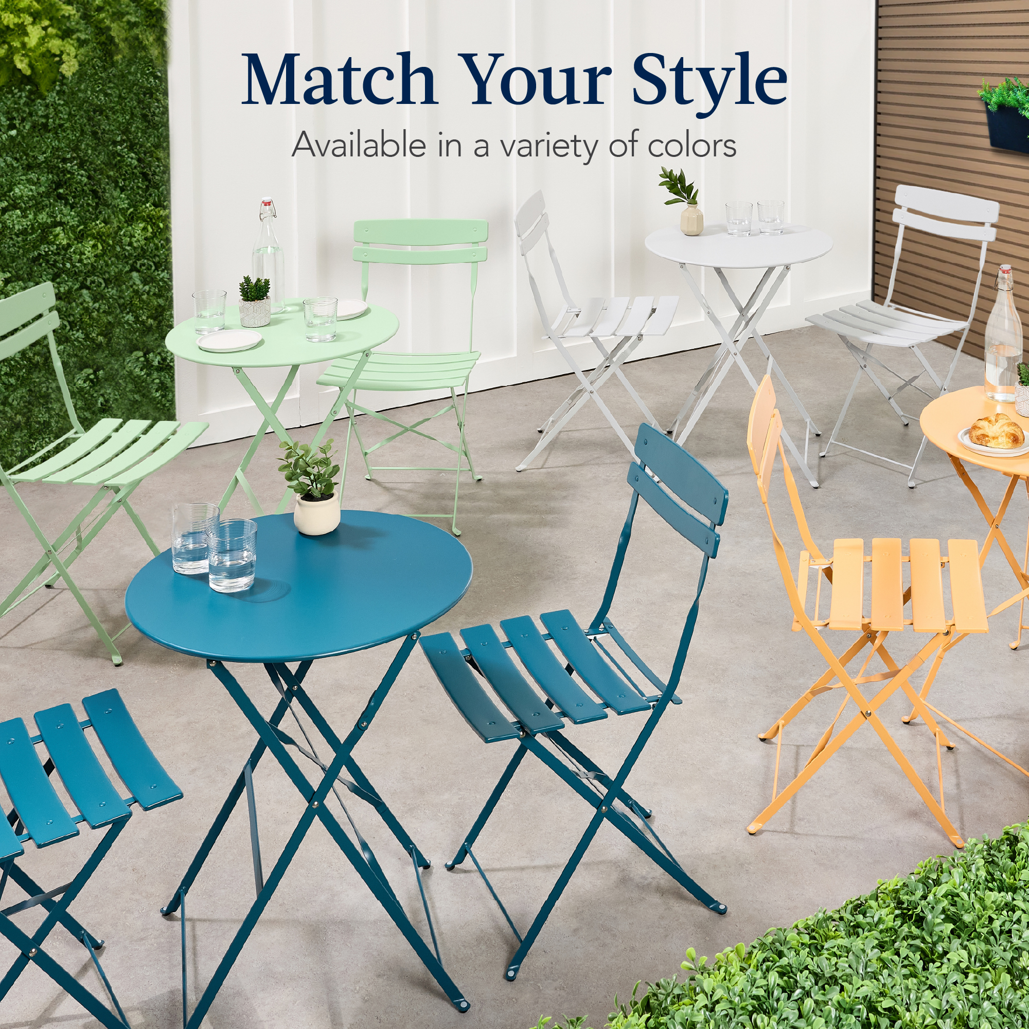 Best Choice Products 3-Piece Small Folding Bistro Set w/ 2 Chairs | eBay